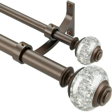 Double Curtain Rods 48-84 Inch, Antique Bronze Double Drapery Rod with ...