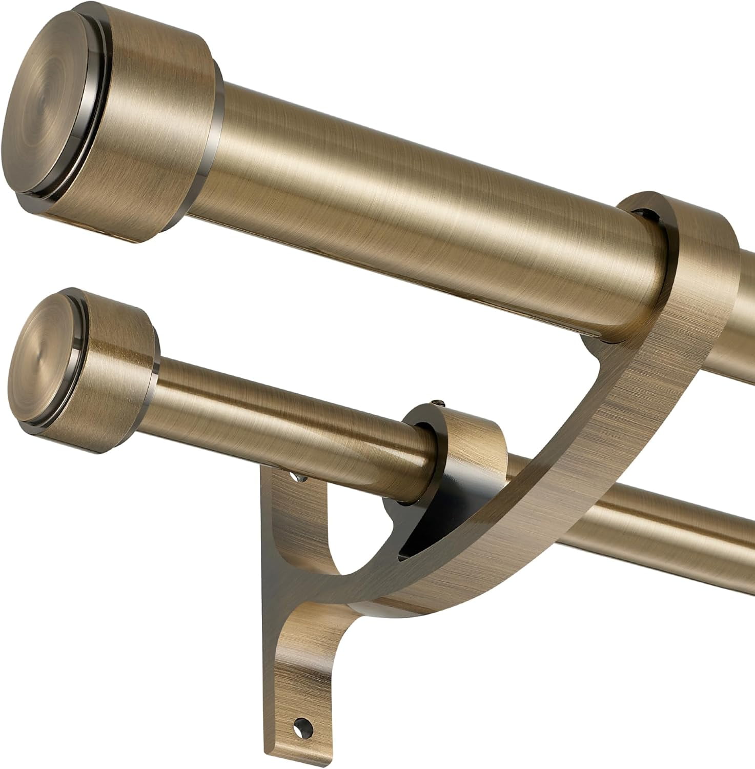 Double Curtain Rods with Aluminum Bouquet Brackets and Finials, Gold ...