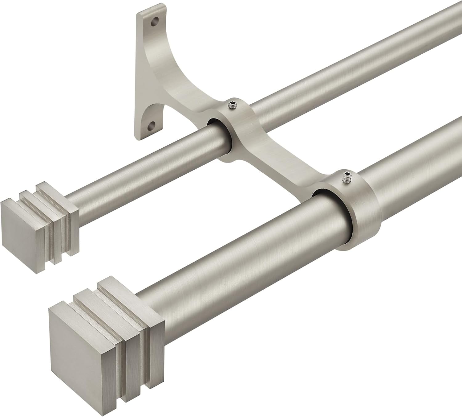 Double Curtain Rods with Aluminum Full Surround Brackets and Cube Box ...