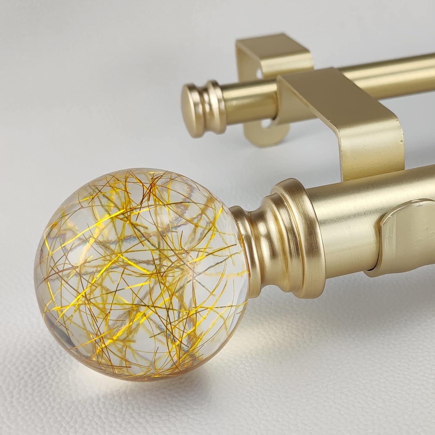 Double Curtain Rods Set:1-1/8 Inch Diameter Luxury Gold Curtain Rods,36 ...