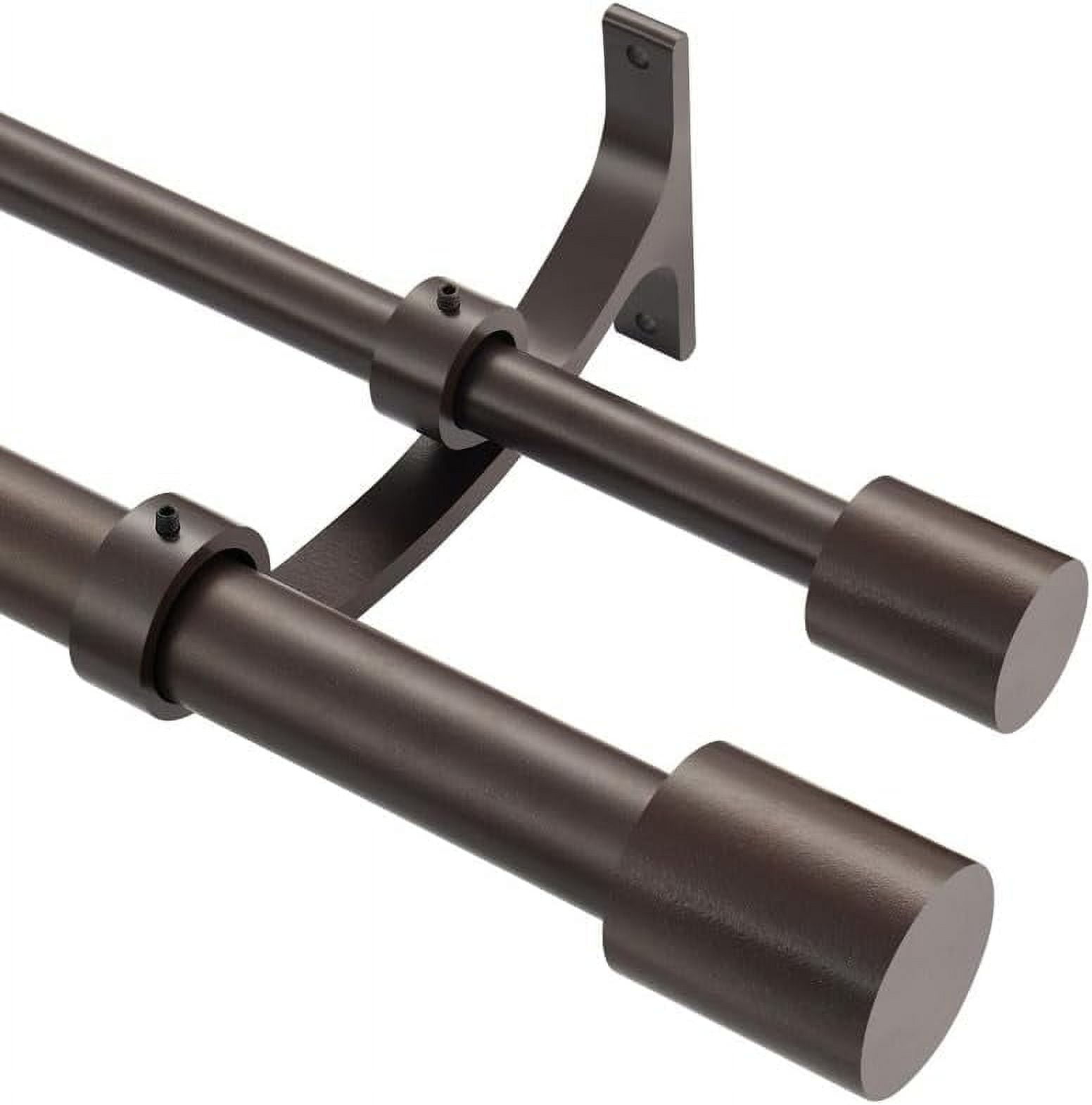 Double Curtain Rods for Window 72 to 144 Inch (6-12ft), Brown Double ...