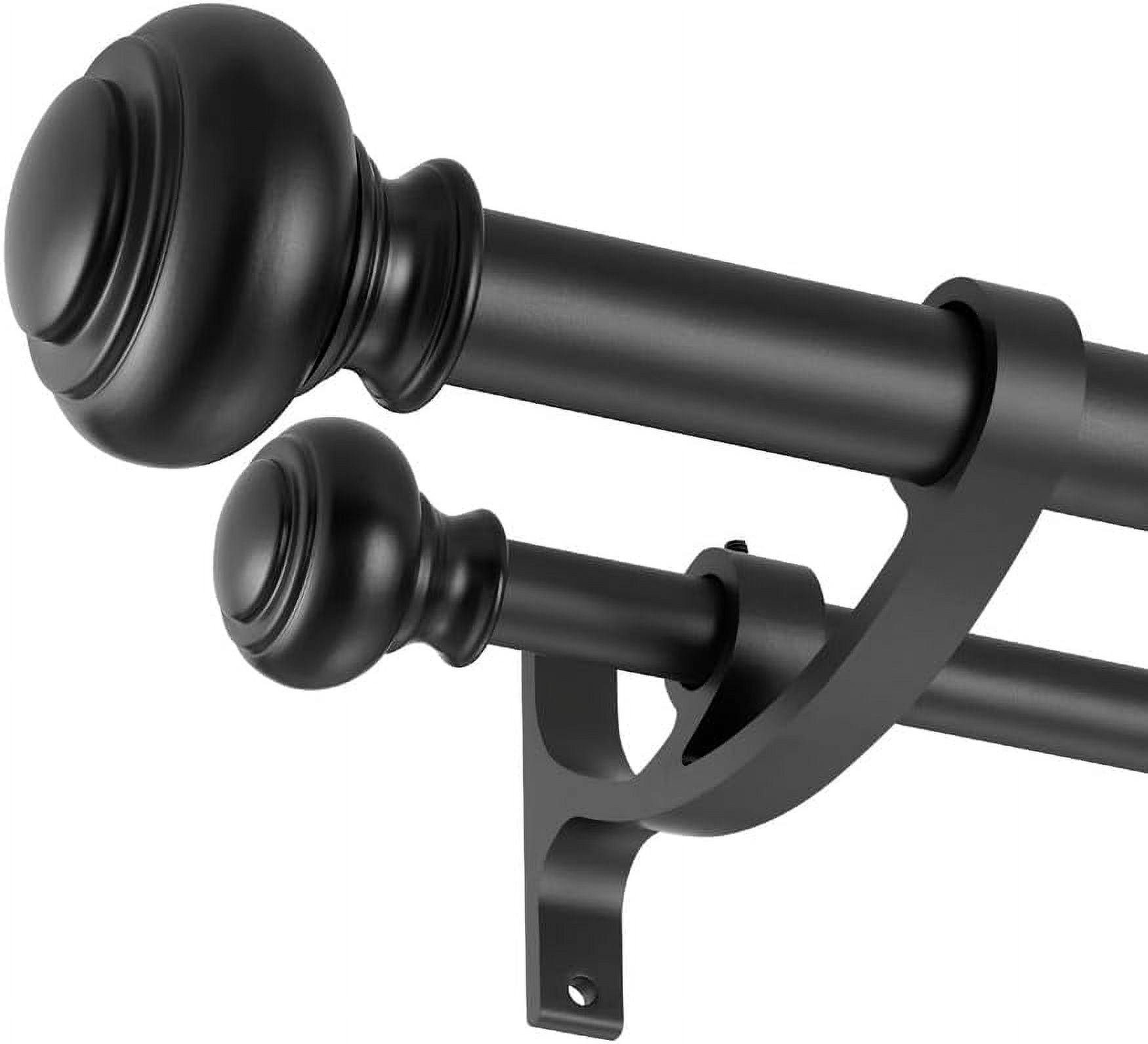 Double Curtain Rods for Windows 48-84 Inch, Matte Black Iron Rods with ...