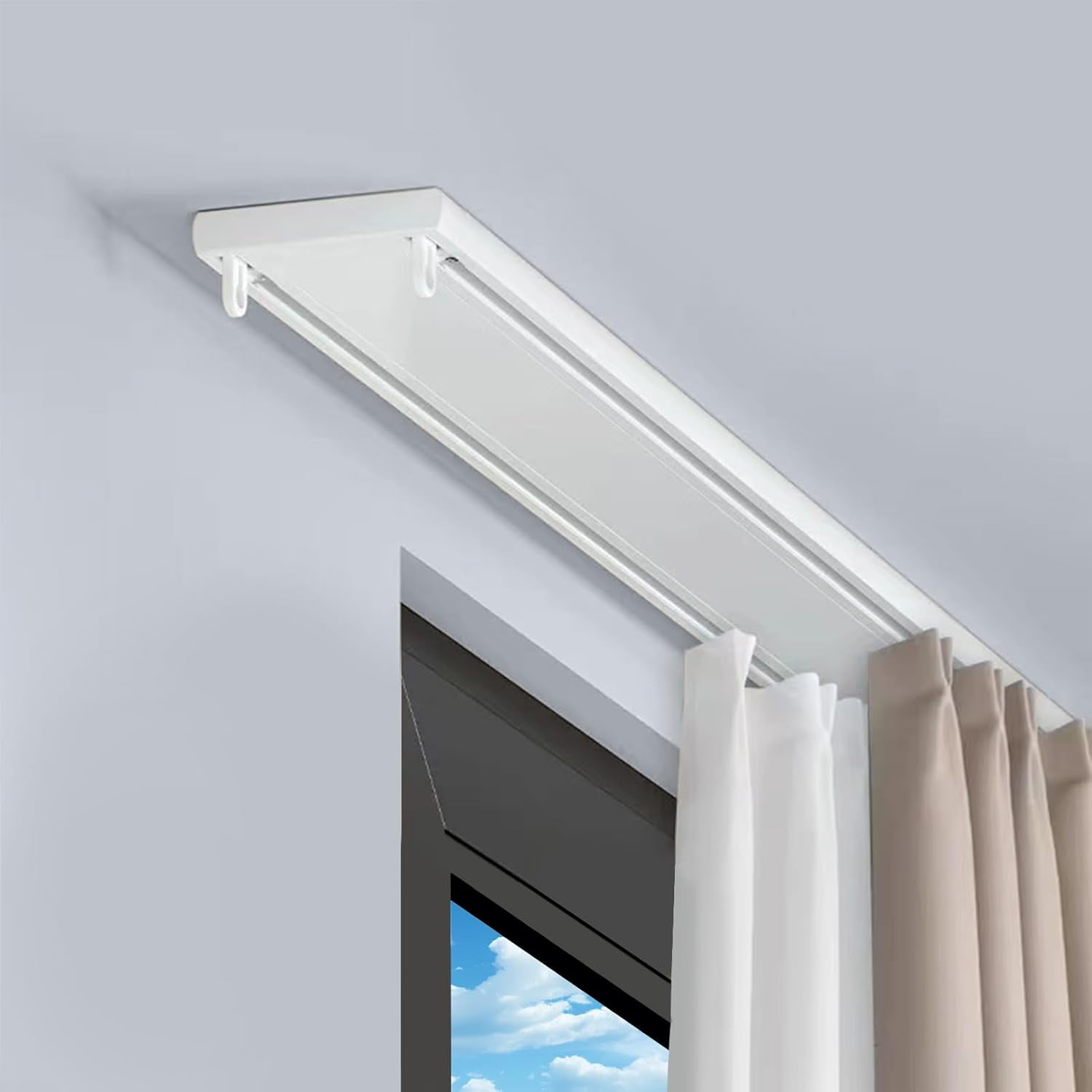 Double Curtain Track Ceiling Mounted Heavy Duty Aluminum Track Set for ...