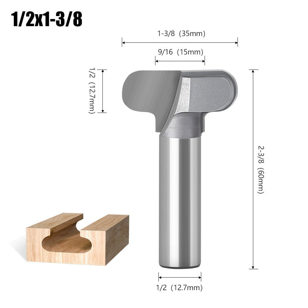 Double Curved Router Bit T-Shaped Cutter 1/2In 12mm Handle Milling ...