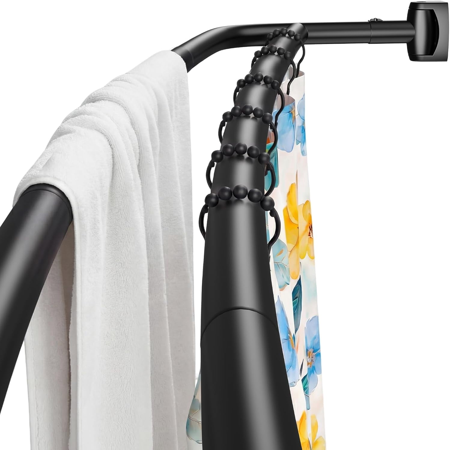 Double Curved Shower Curtain Rod, Matte Black Adjustable 35-75 Inches ...