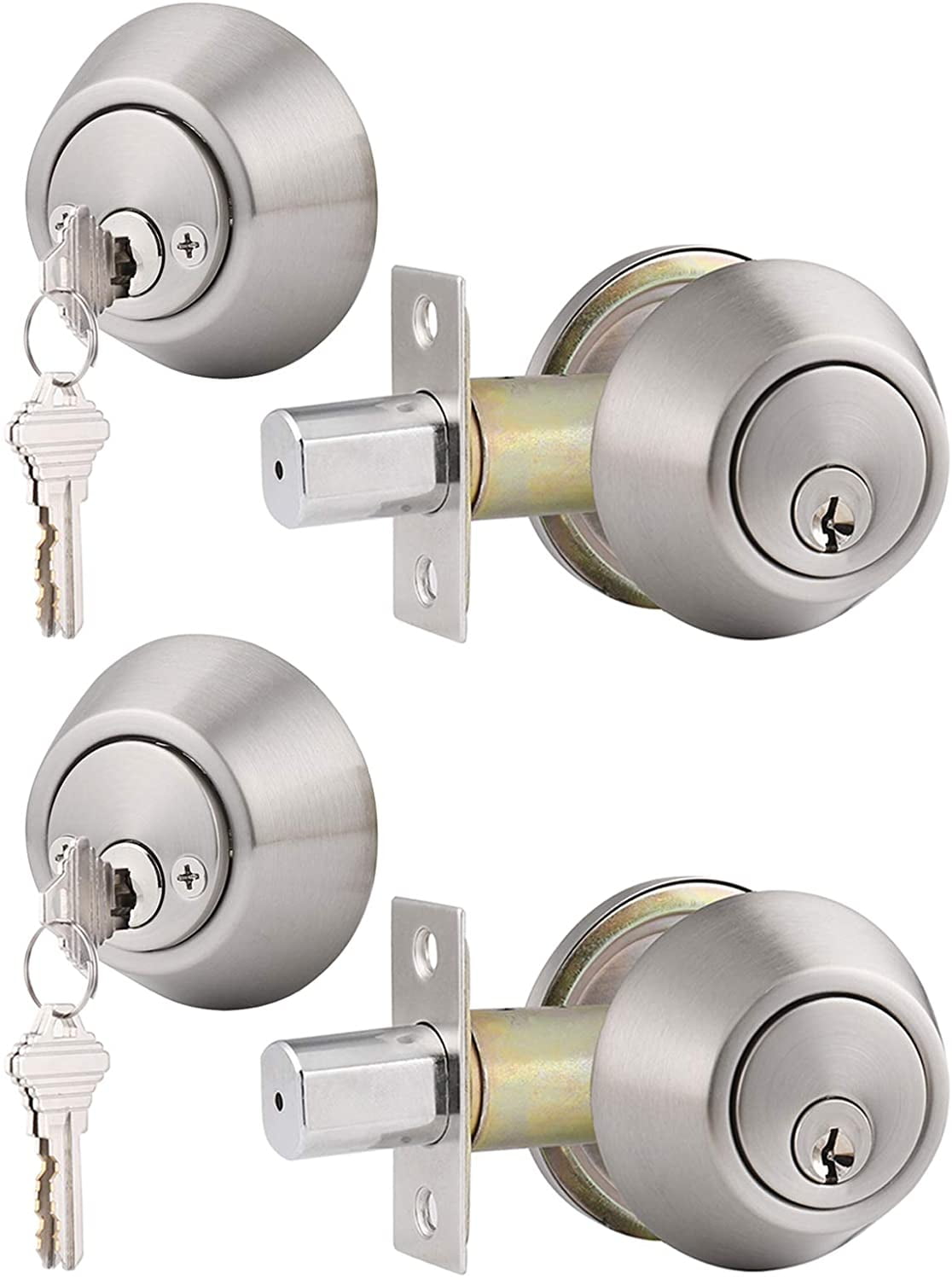 Double Cylinder Deadbolts Door Locks Satin Nickel Keyd Both Sides Door ...