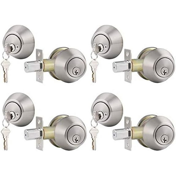 Double Cylinder Deadbolts Keyed on Both Side with Same Key in Satin ...