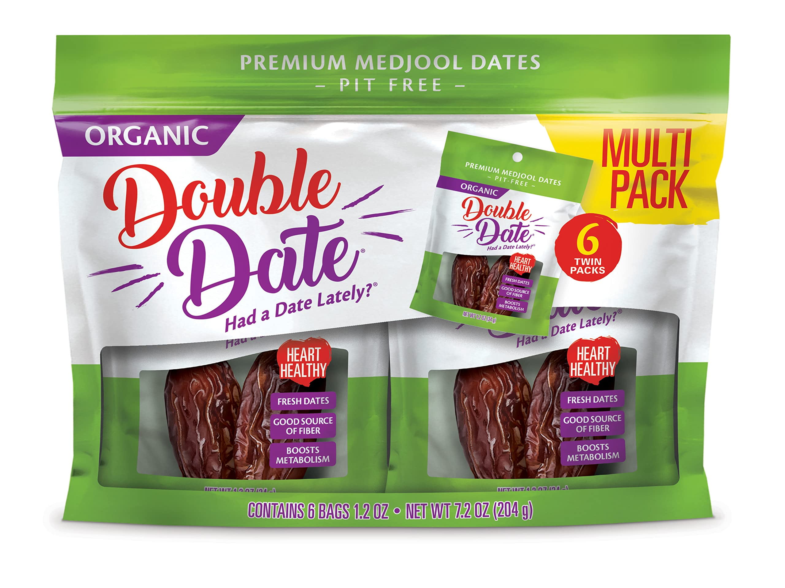 Double Date Organic Medjool YYF14 Dates Multipack, Pitted Medjool dates ...