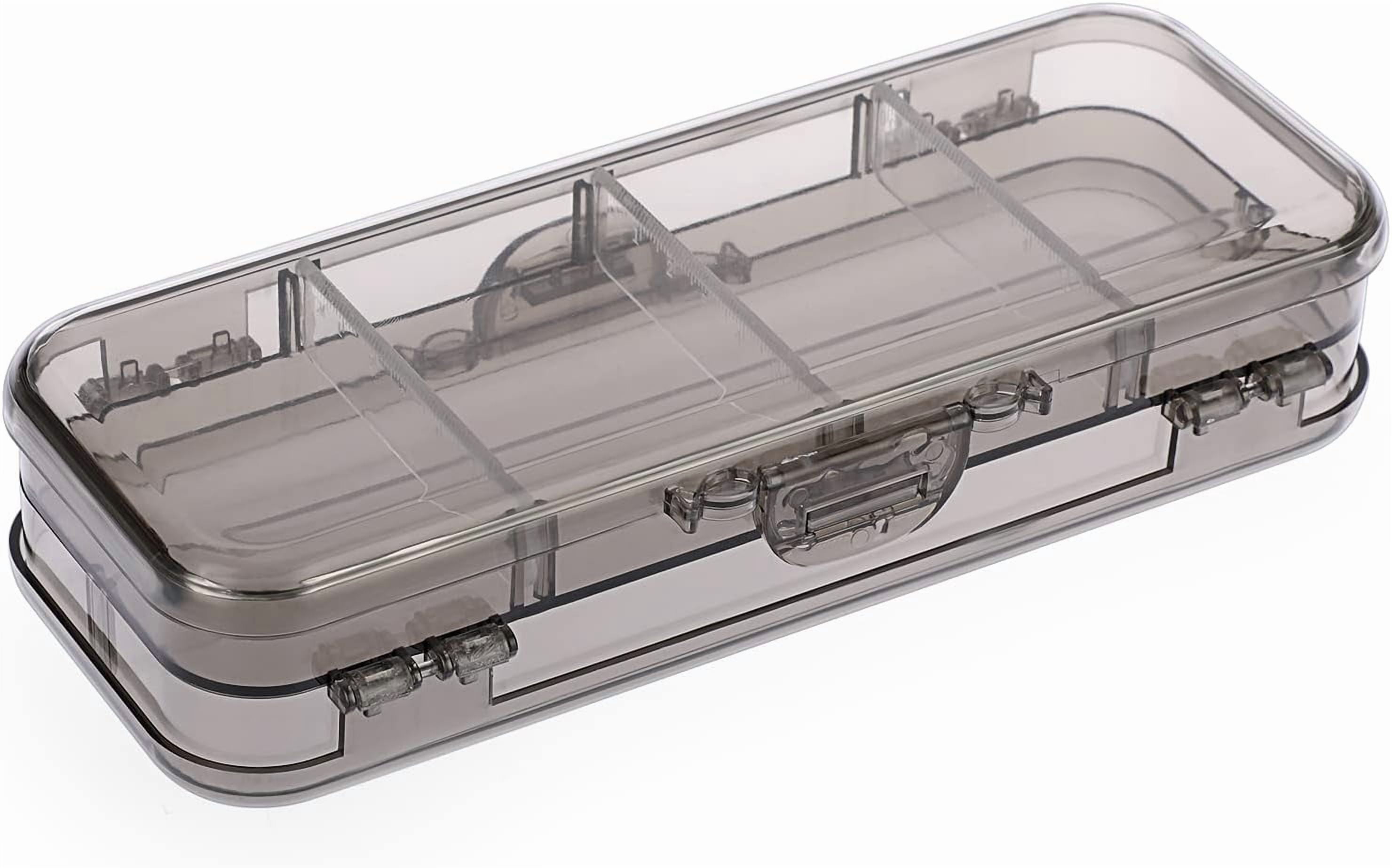 Double Deck Pencils Box Clear Plastic Stationery Box with 4 Removable ...