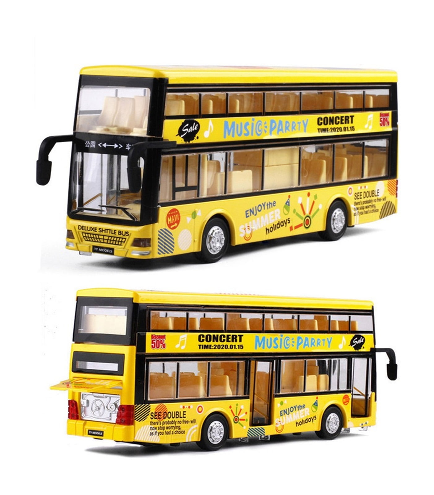 Double Decker Bus Miniature Metal Car with Light and Sound - Walmart.com