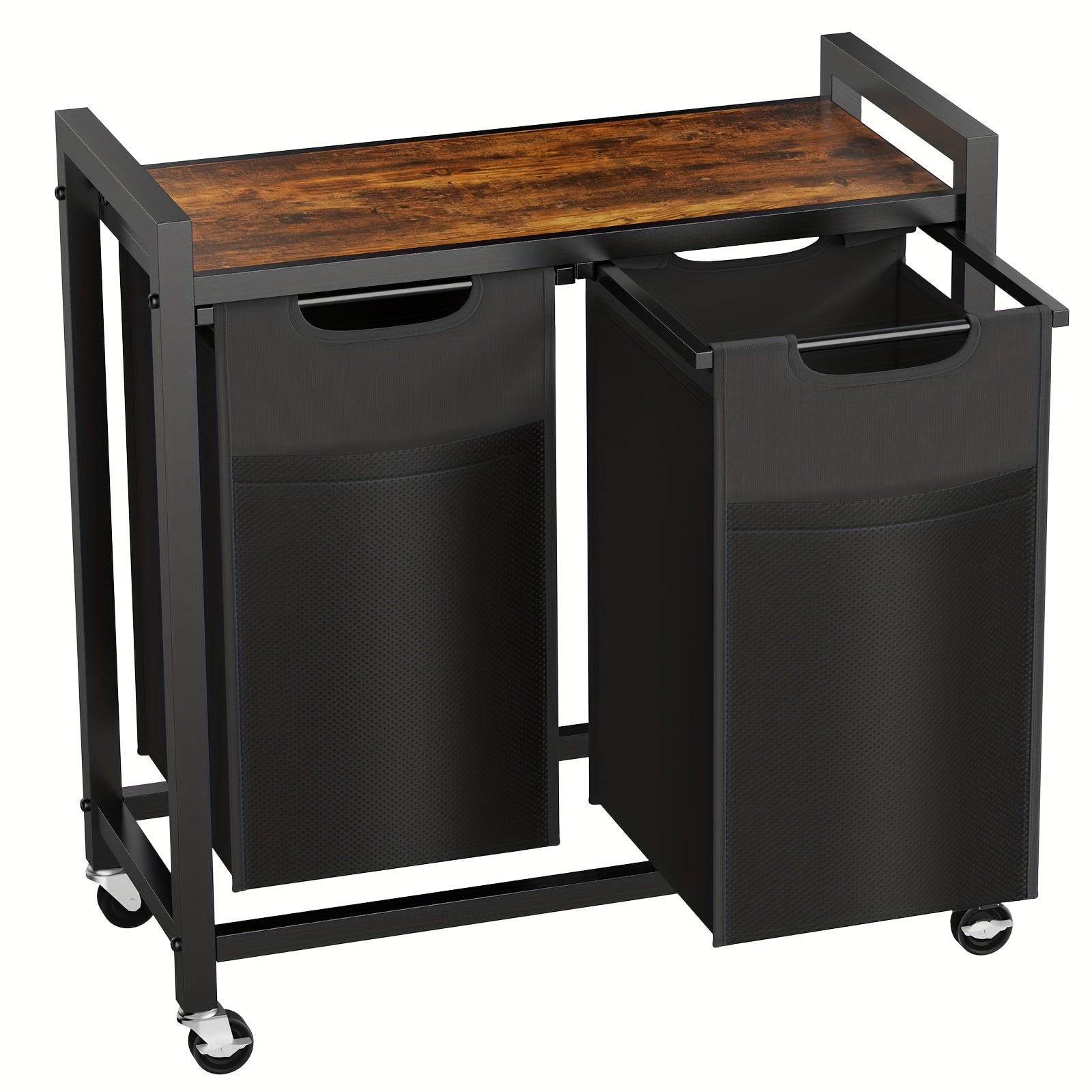 Double-Decker Hidden Storage Cart with Front Mesh Organizers, 55lb ...