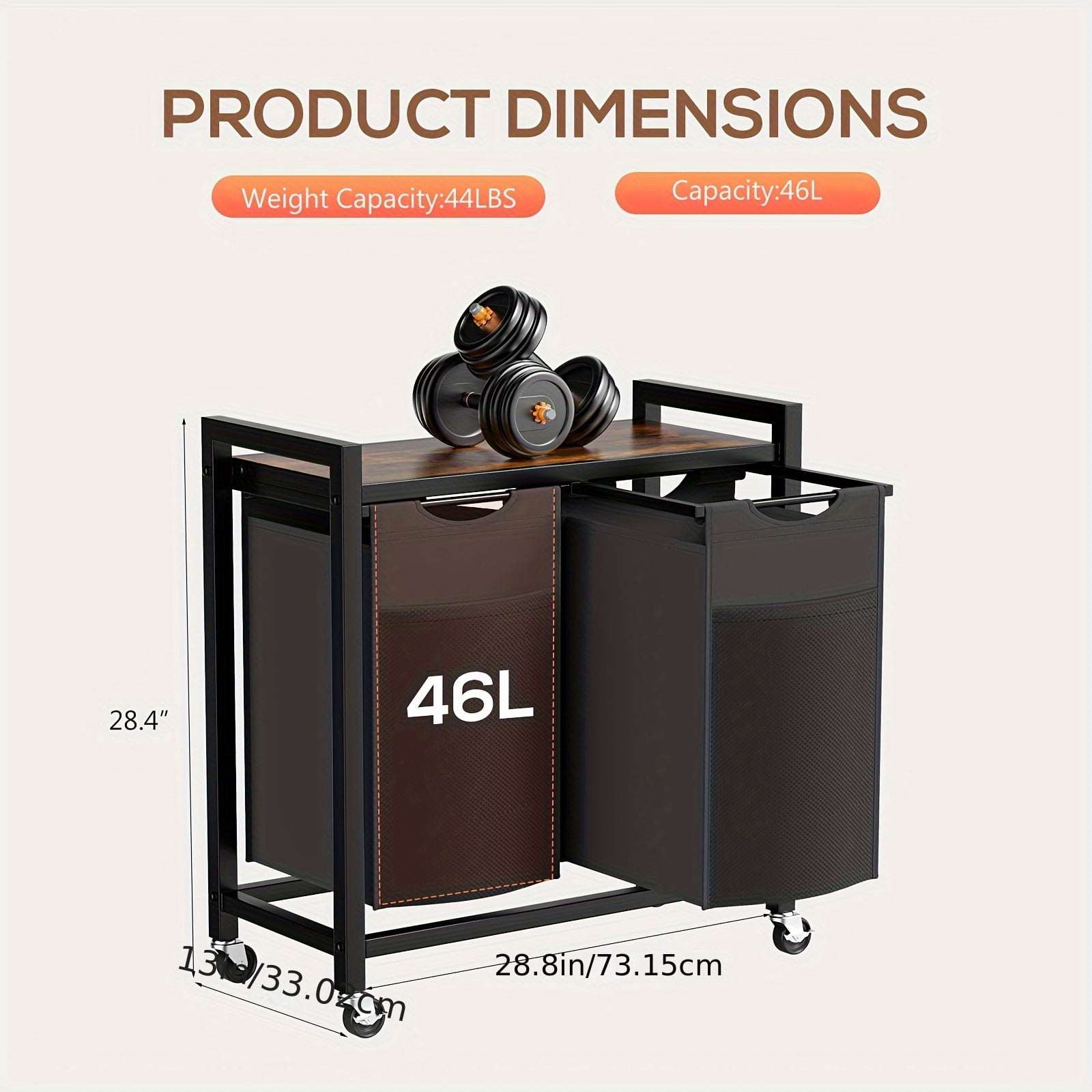 Double-Decker Hidden Storage Cart with Front Mesh Organizers, 55lb ...