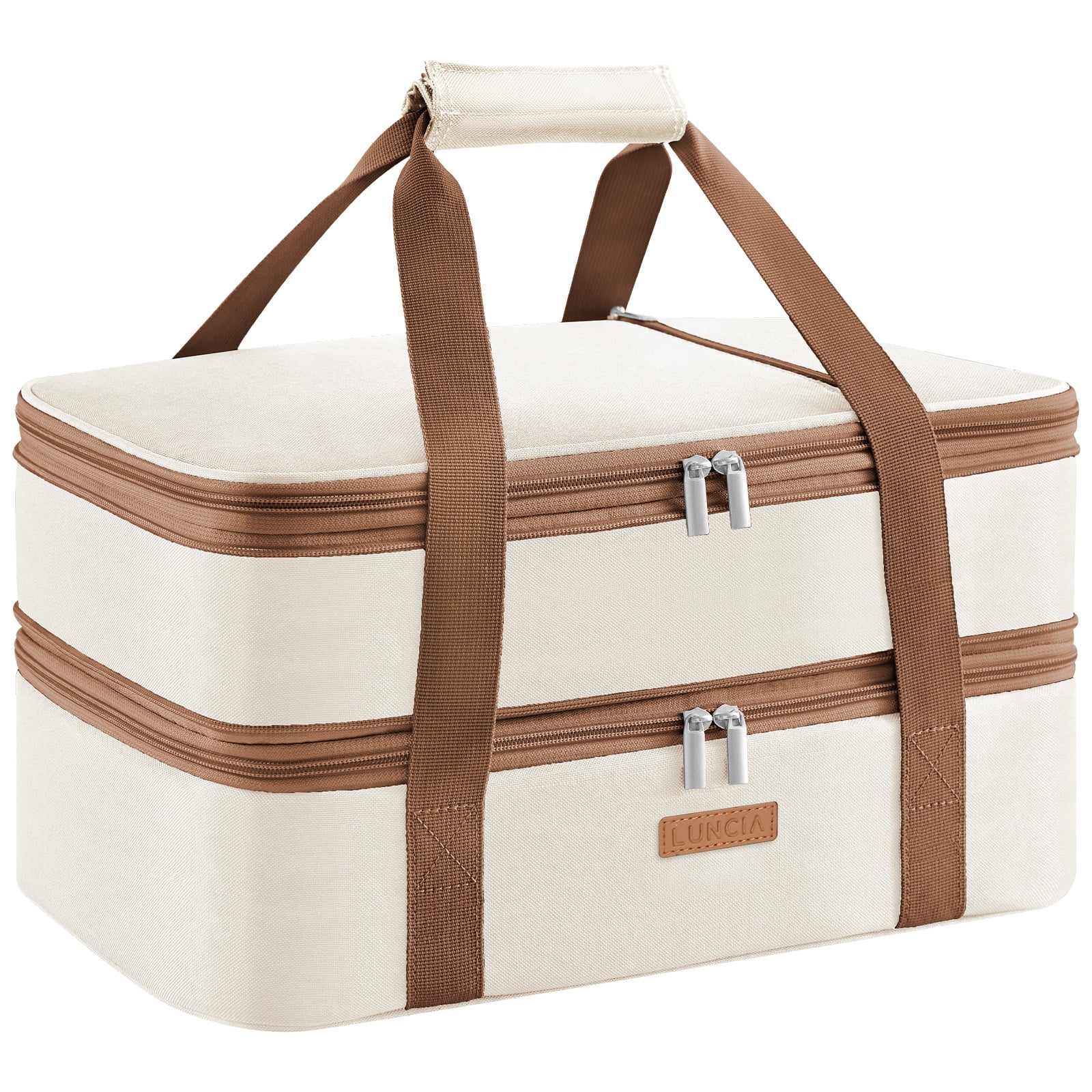 Double Decker Insulated Casserole Carrier for Hot or Cold Food, Lasagna ...