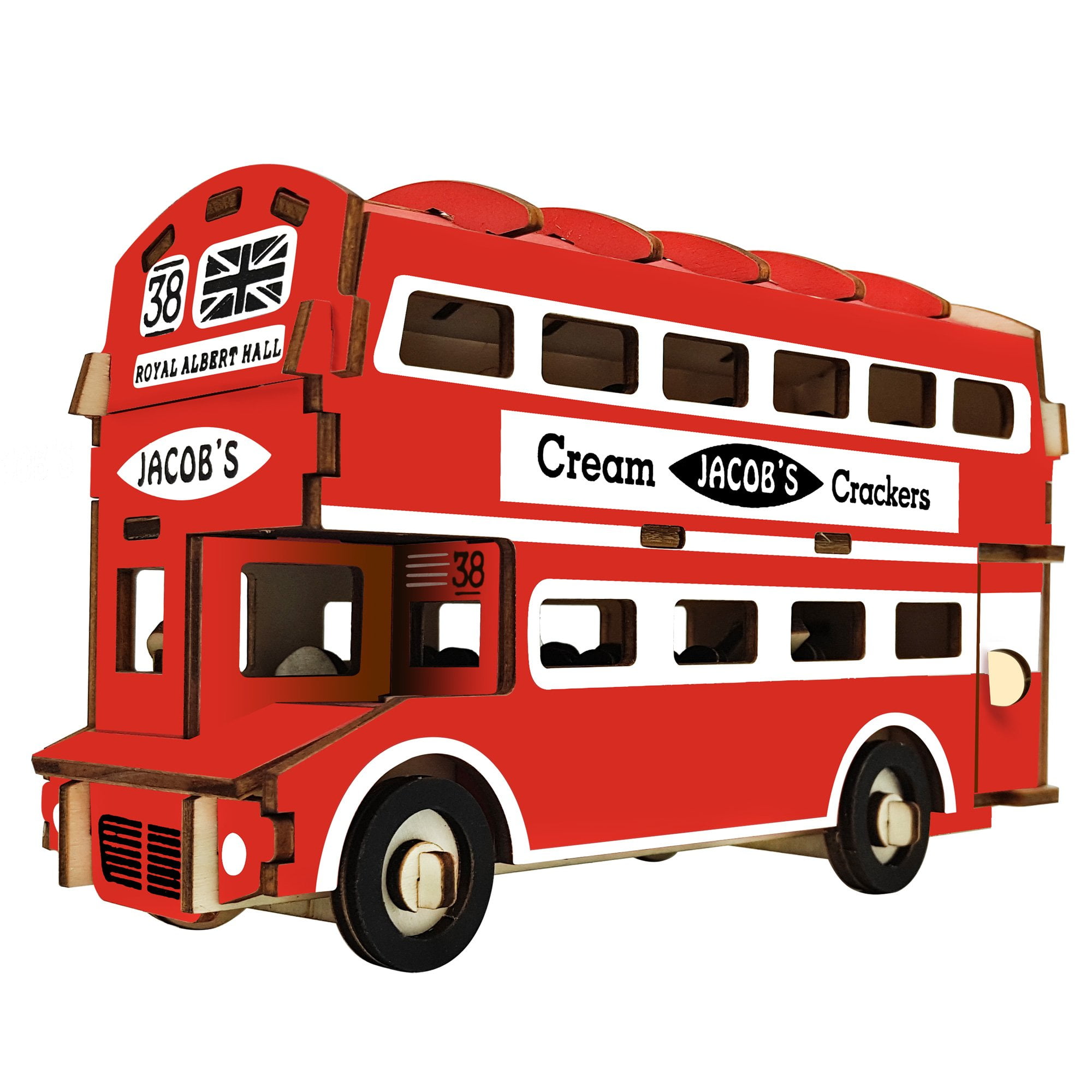 Double-Decker London Bus Model Kit - Wooden Laser-Cut 3D Puzzle (94 Pcs ...