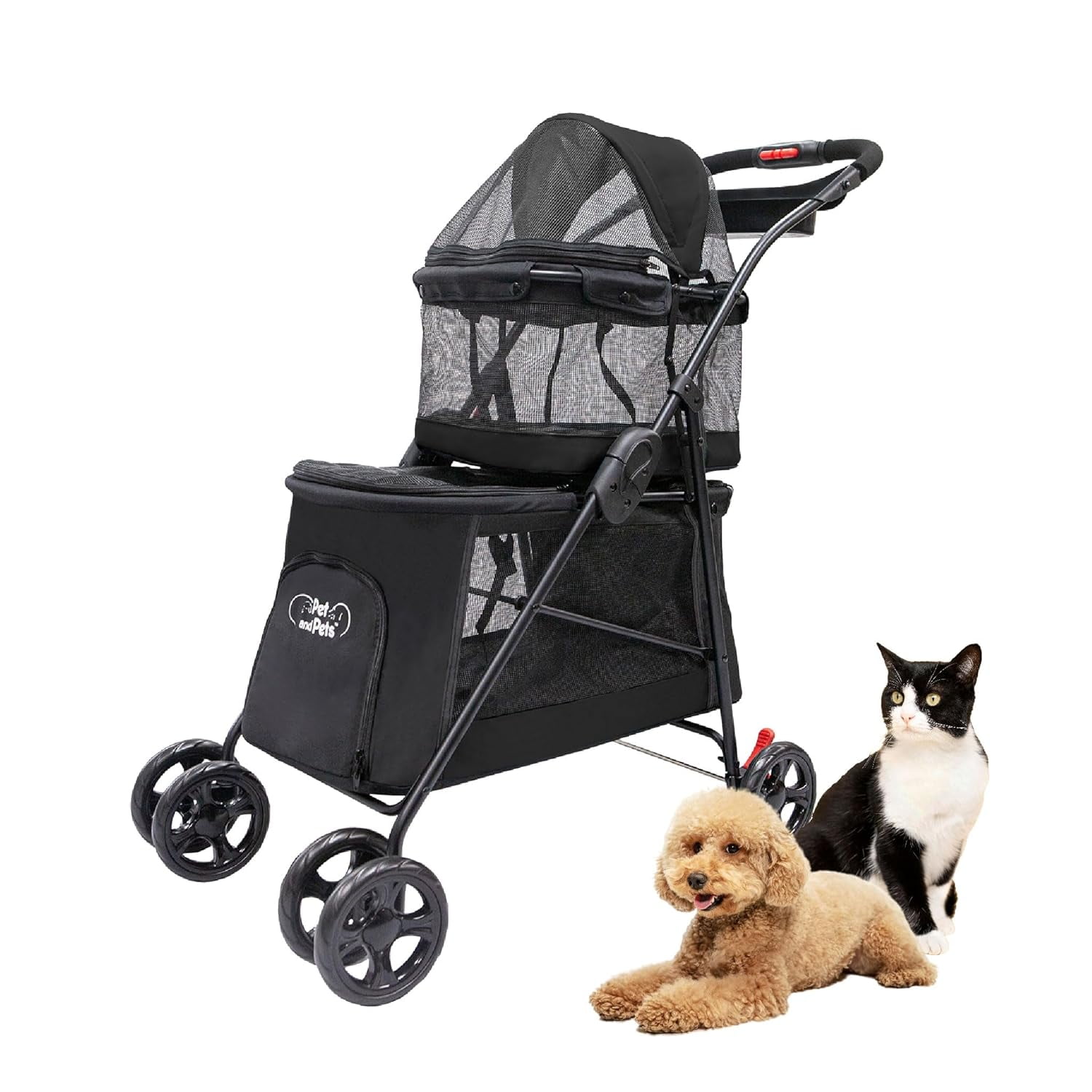 Double Decker Pet Stroller: Dual Bassinets for Multiple Pets, Removable ...