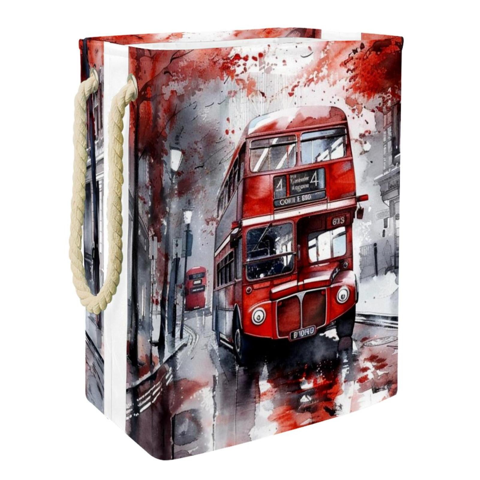 Double Decker Red Bus Laundry Hamper, Collapsible Laundry Baskets Firm ...