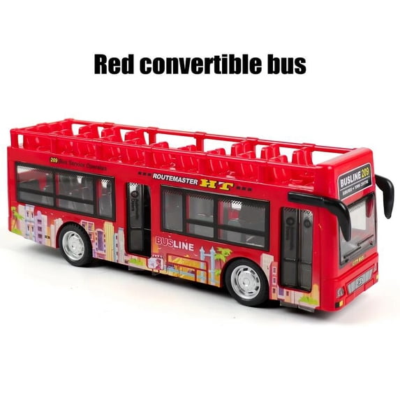 Double Decker Sightseeing Bus Model Pull Back Vehicles Toy Die Cast ...