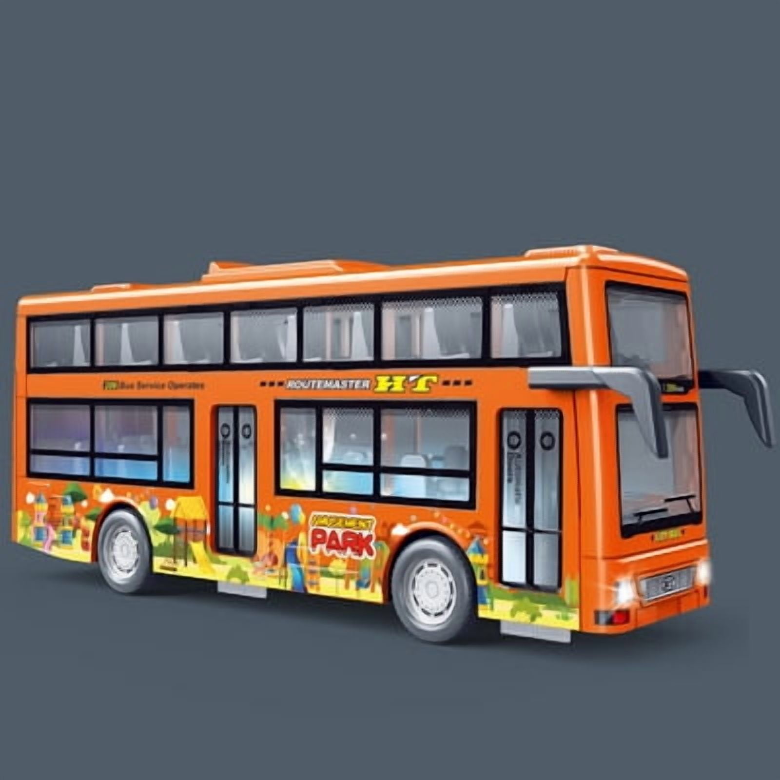 Double Decker Sightseeing Bus Model Pull Back Vehicles Toy Die Cast ...