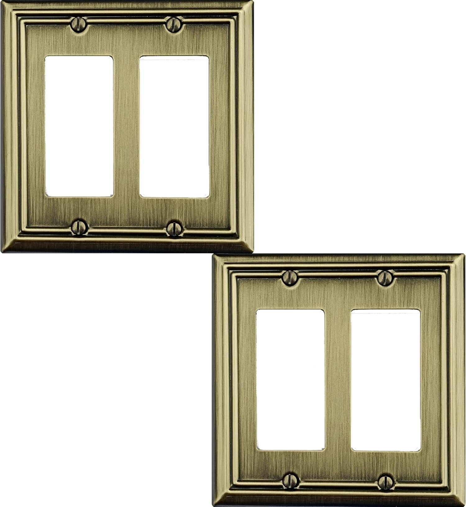 Double Decorator Light Cover Adler Wall Plate, 2- Antique Brass 2 Gang ...