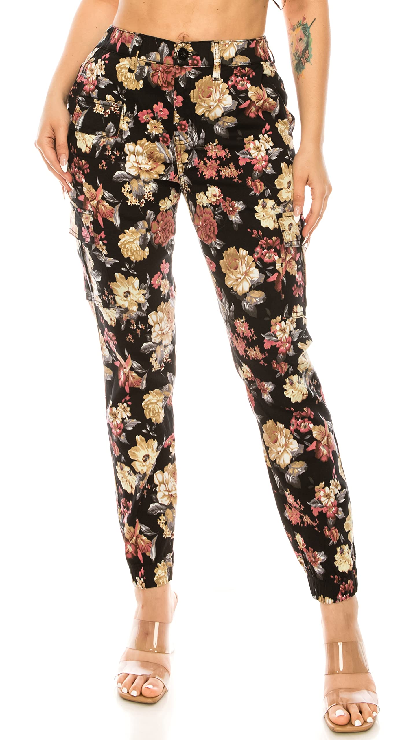 Double Denim Women's Cargo Jogger Casual Elastic High Waist Sweatpants ...
