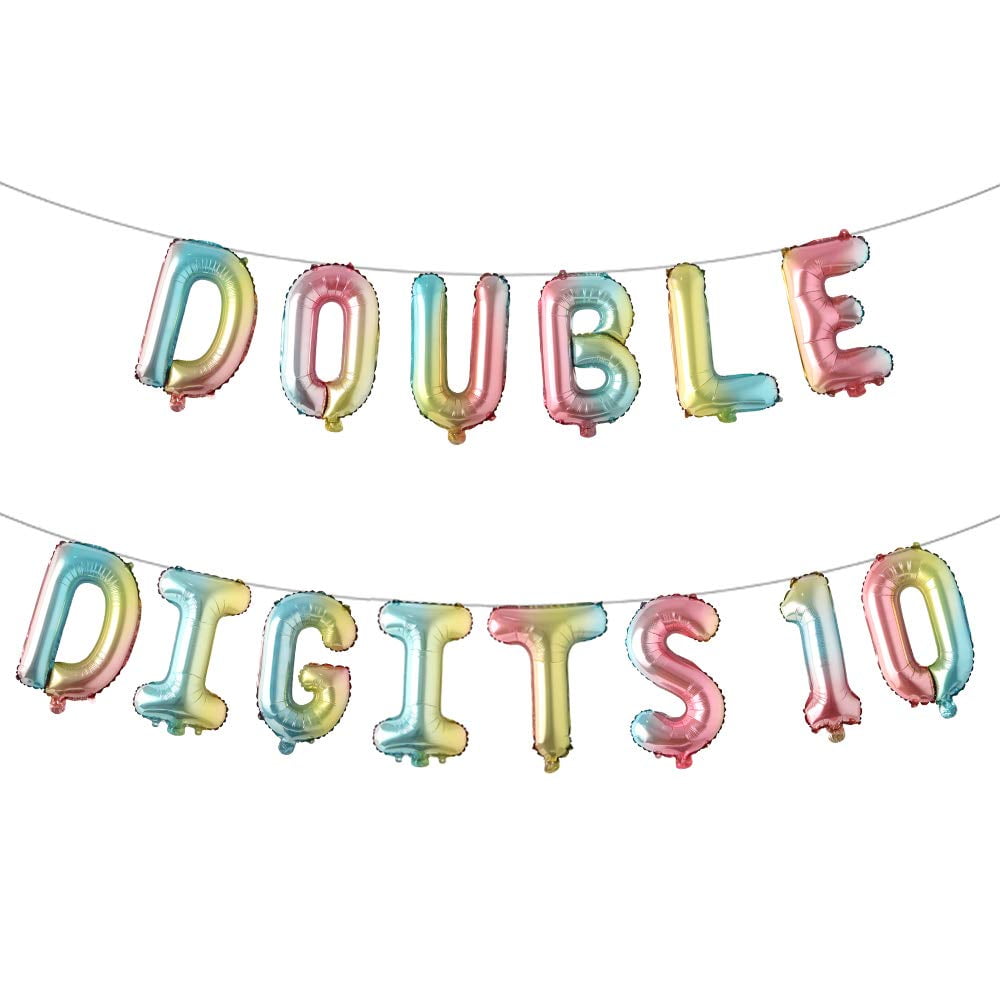 Double Digits 10 Balloon ZS23 Banner Birthday Decorations - Happy 10th ...