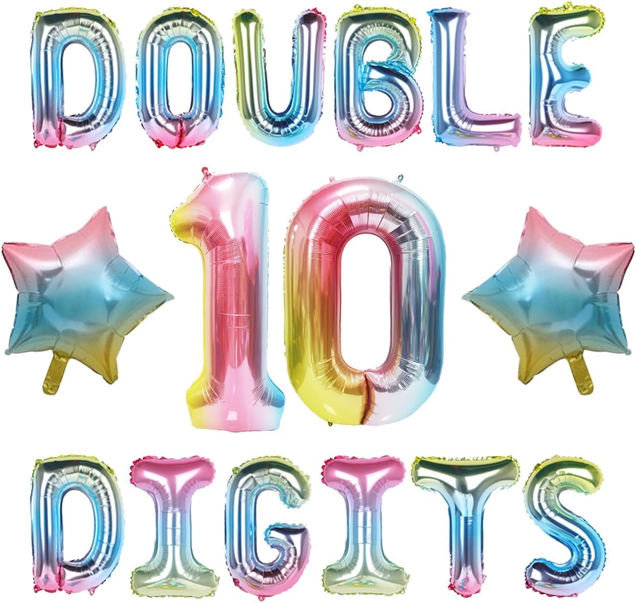 Double Digits 10th Birthday Decorations - Gradient Pink Girls Double ...