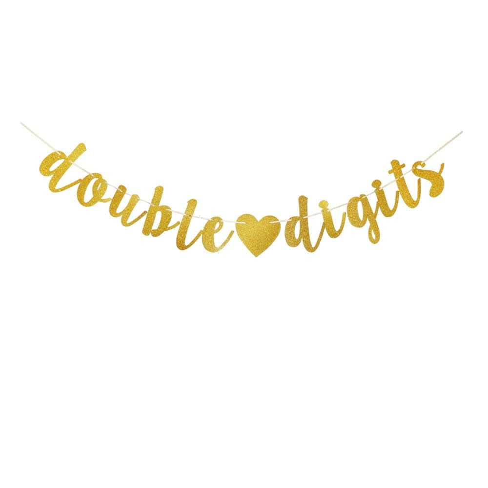 Double Digits Banner, Fun Paper Sign for 10th Birthday Party Supplies ...