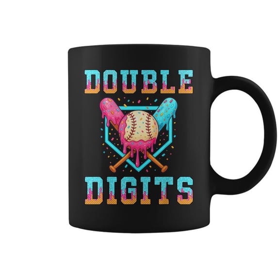 Double Digits Birthday Boy 10Th Baseball Drip Birthday Party Coffee ...