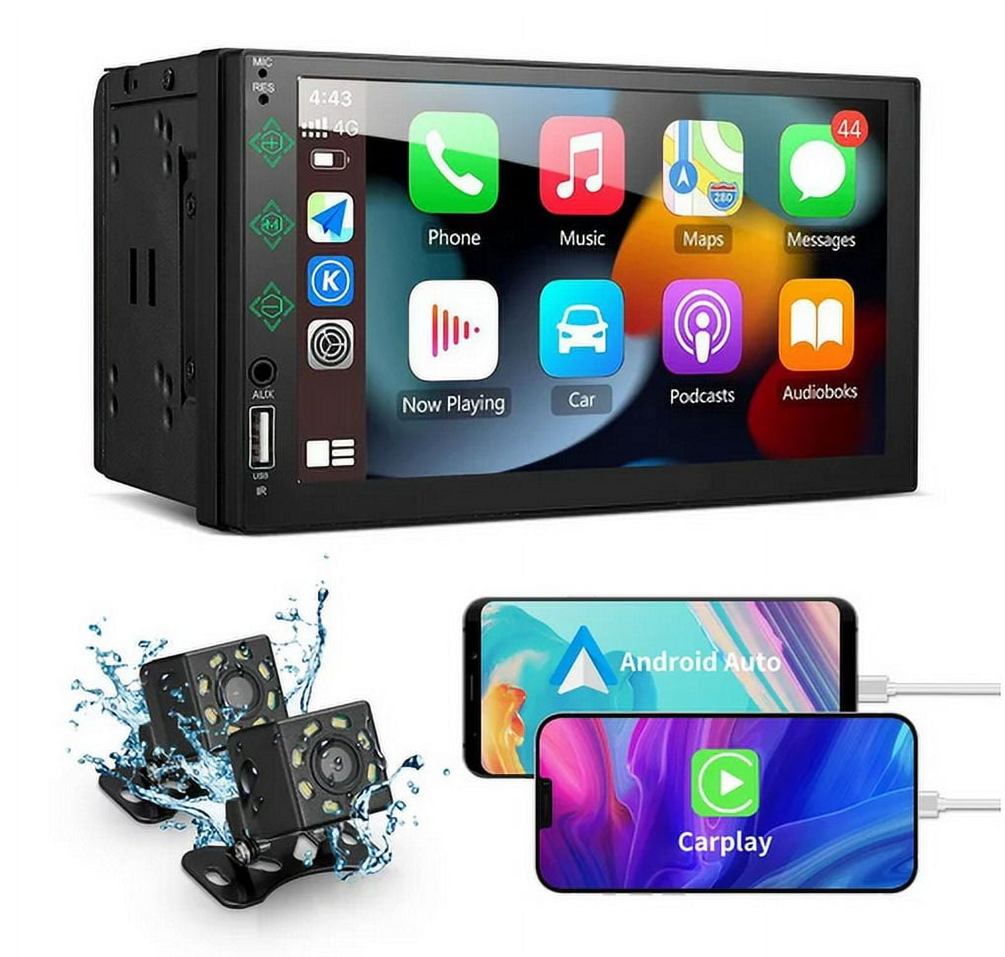 7-inch Double Din Car Stereo, Apple Carplay & Android Auto, Bluetooth ...