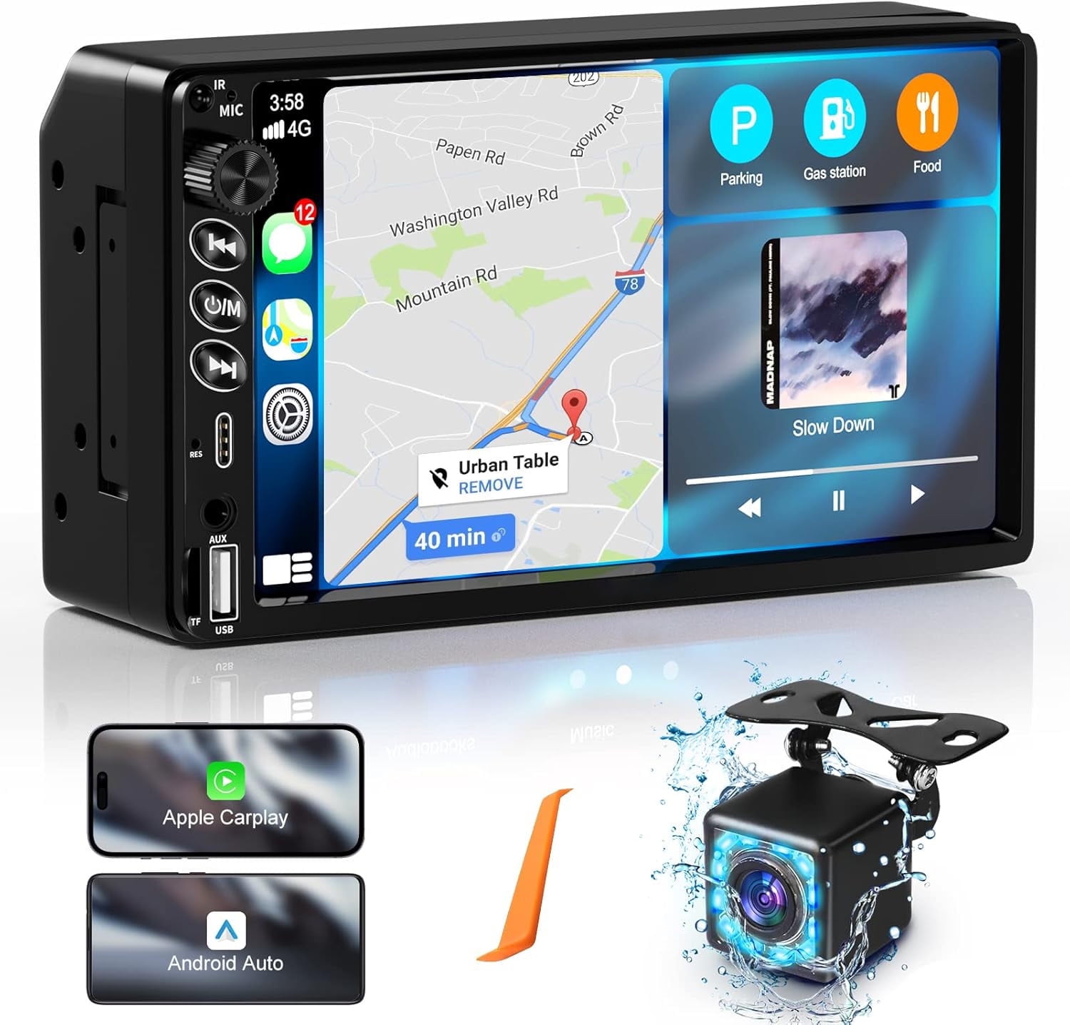 Double Din Car Stereo Compatible with Apple CarPlay & Android Auto, 7 ...