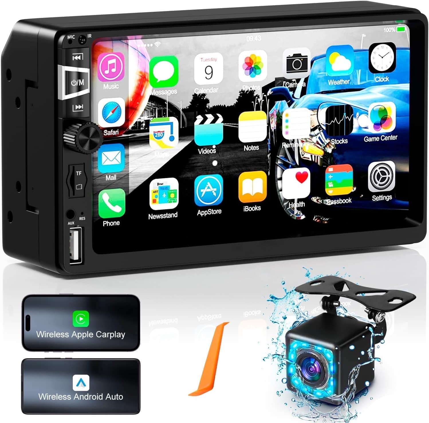 Double Din Car Stereo with Wireless Apple CarPlay & Android Auto, 7 ...