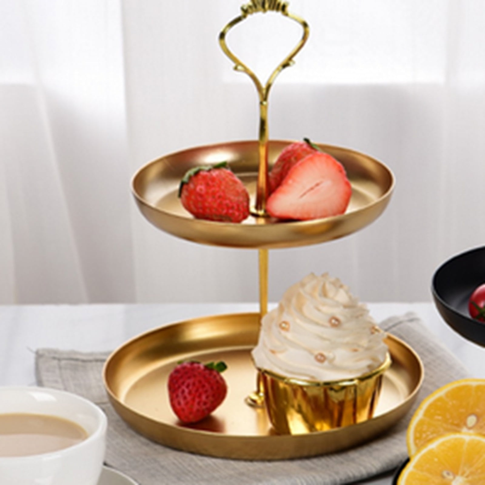 Double Dip Bowl Set with Tray Metal Floor Fresh Cut Fruit Bowl Candy ...