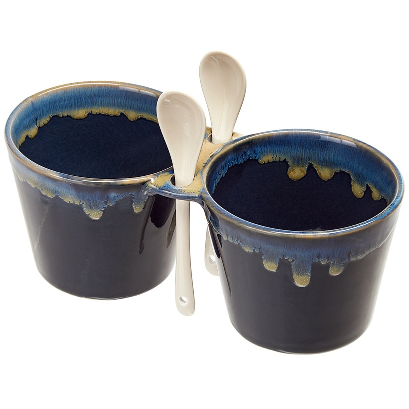 Double Dip Bowls with Spoons - Double Dip Bowls with Spoon Navy ...