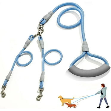 5-Foot Tangle-Free Double Dog Leash - Heavy Duty Braided with Comfort ...