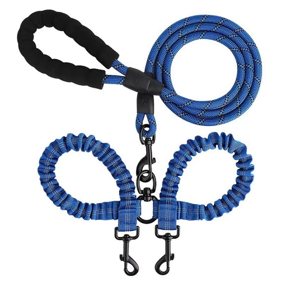 Double Dog Leash No Tangle Two Dogs Leash Bungee Shock Absorbing ...