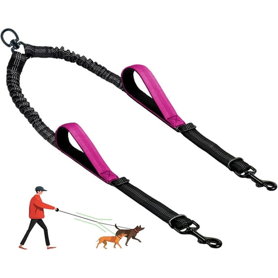 Double Dog Leash - No Tangle Splitter for Two Dogs, Coupler with ...
