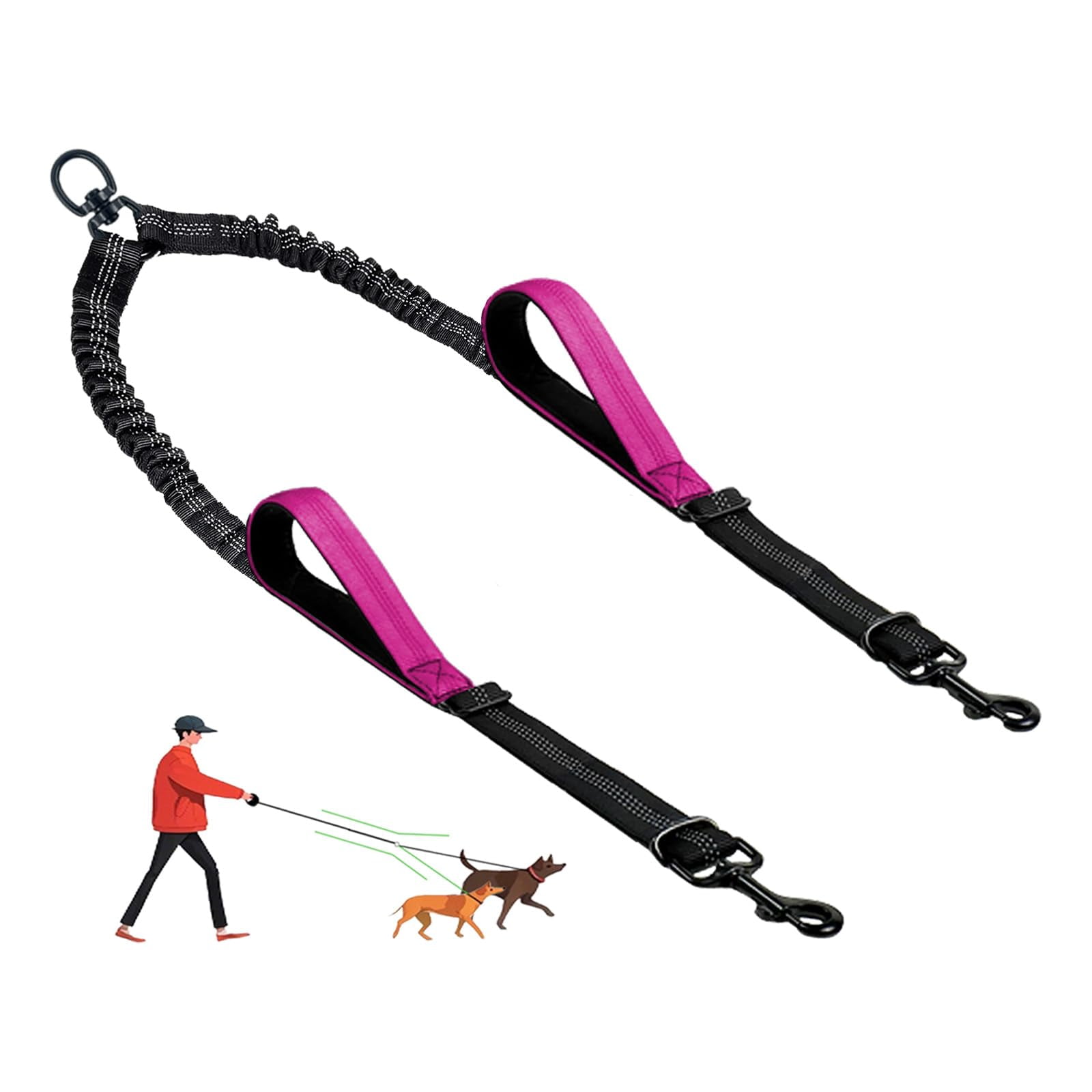 Double Dog Leash - No Tangle Splitter for Two Dogs, Coupler with ...