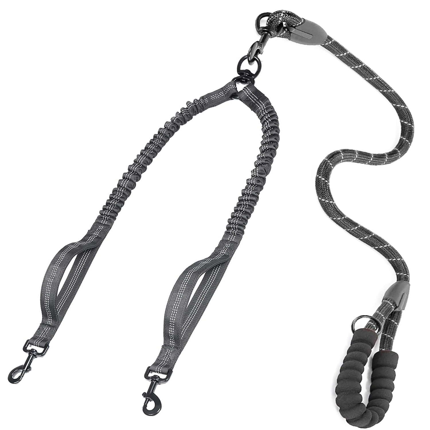 Double Dog Leash with Two Extra Handles, 360 Swivel No Tangle Dual Dog ...