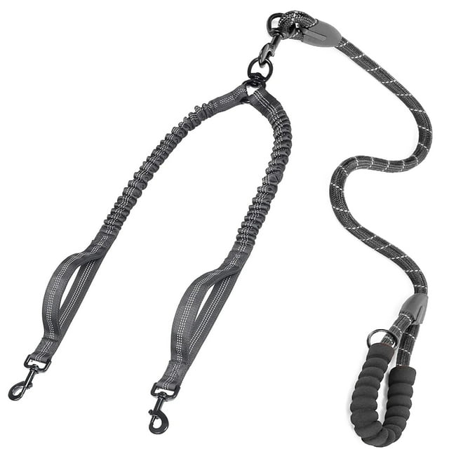 Double Dog Leash with Two Extra Handles, 360 Swivel No Tangle Dual Dog ...