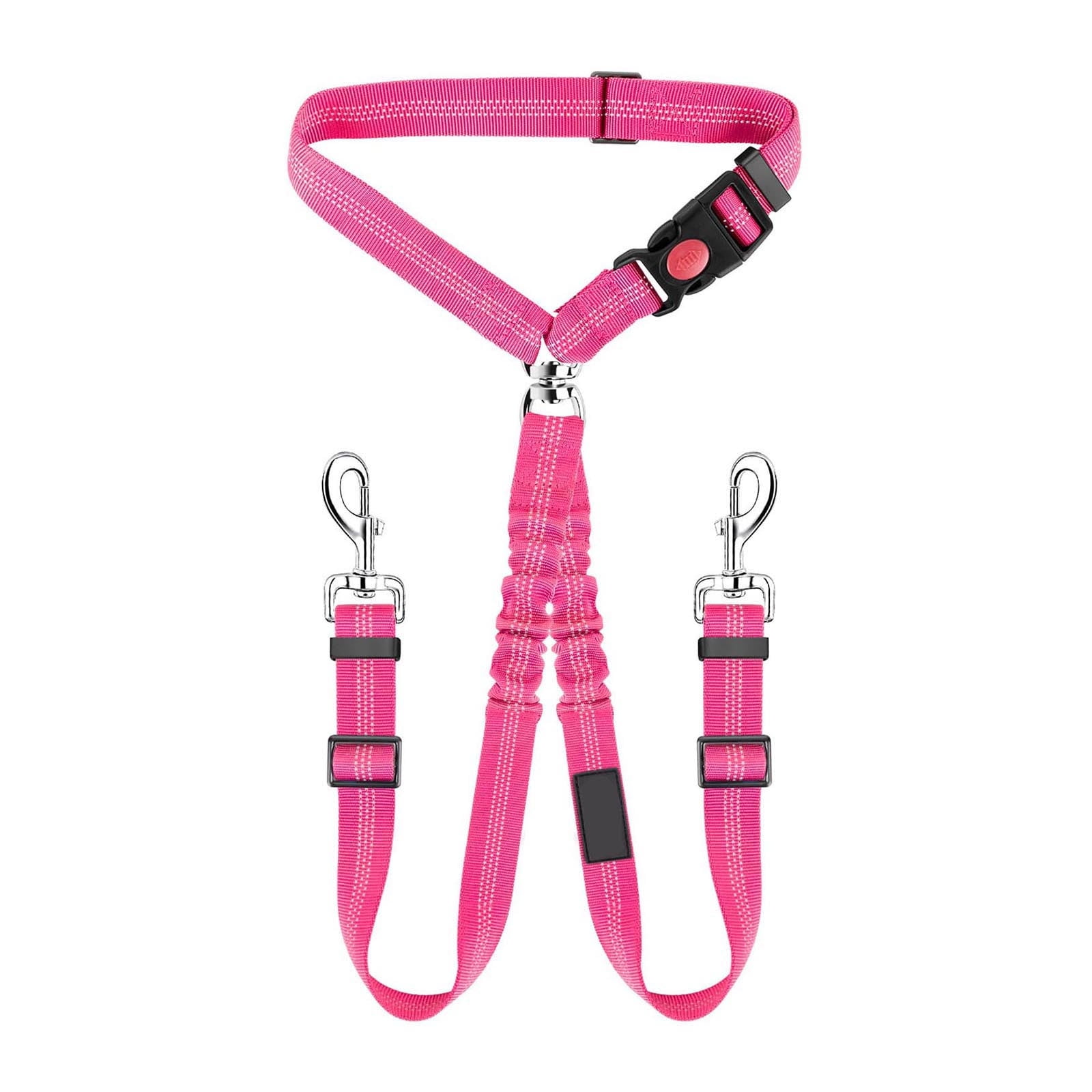 Double Dog Seat Belt Adjustable Elastic Bungee Towing Rope Connected to ...