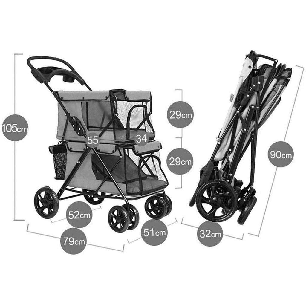 Double Dog Stroller with 20kg Capacity, Foldable Pet Buggy for Cats ...