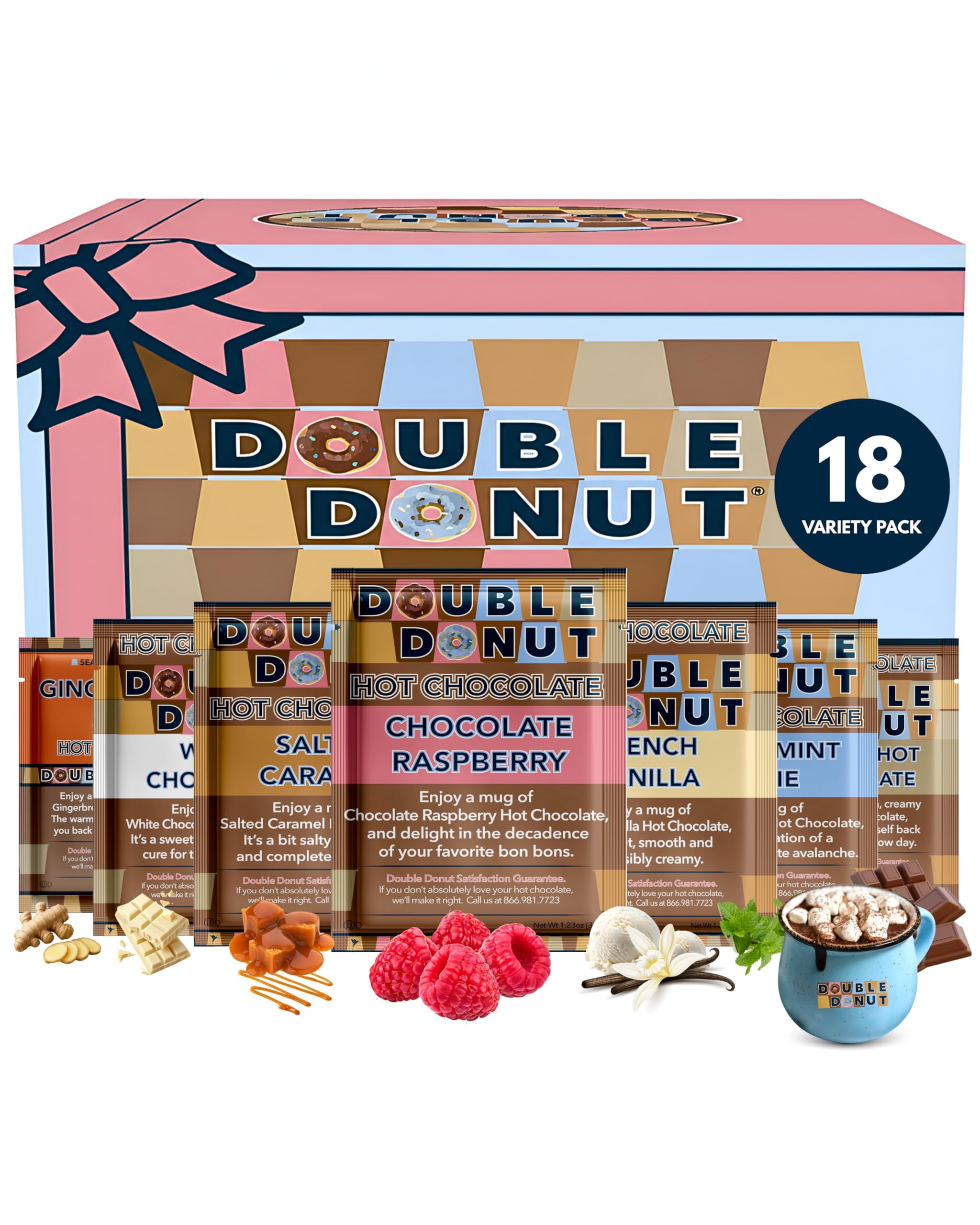Double Donut Coffee Flavored Hot Chocolate Packets Variety Pack,18 ...