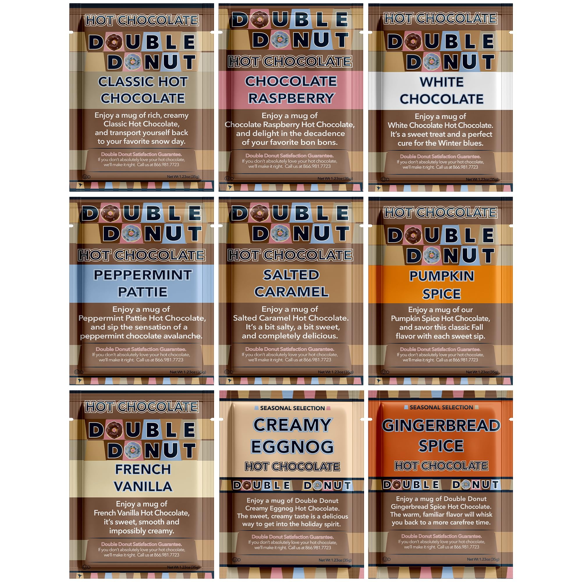 Double Donut Flavored Hot Chocolate Packets Variety Pack, 9 Count ...