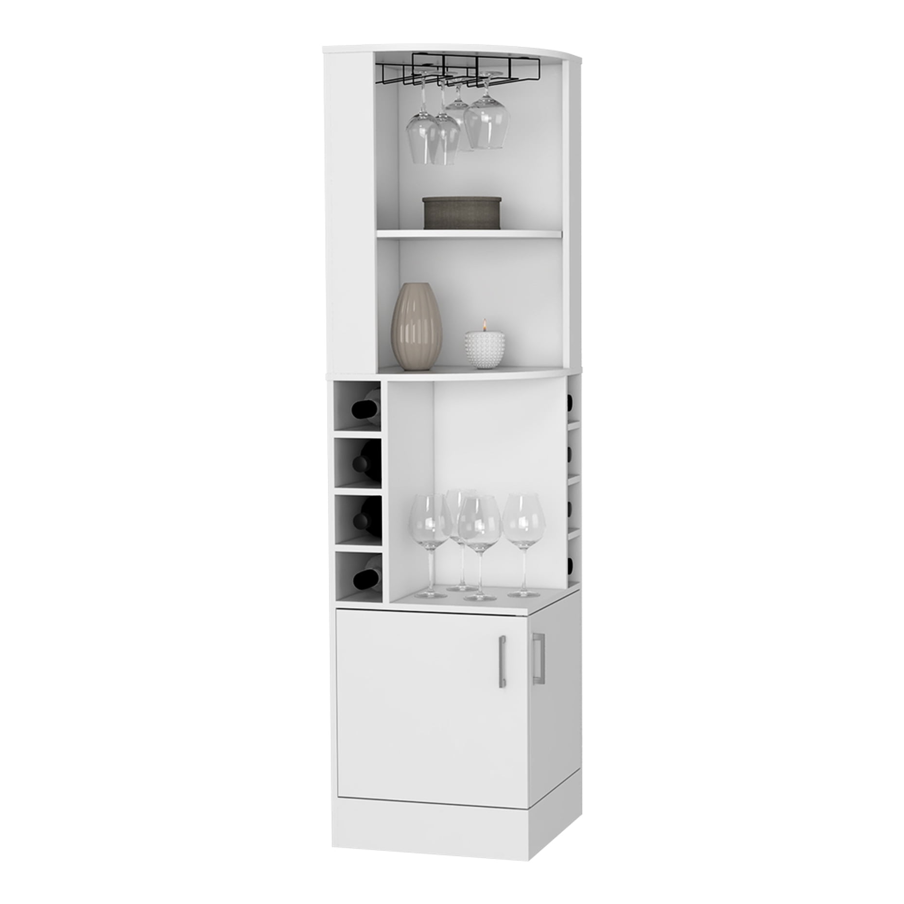 Double Door Bar Cabinet Papprika, 8 Wine , White, Robust Storage ...