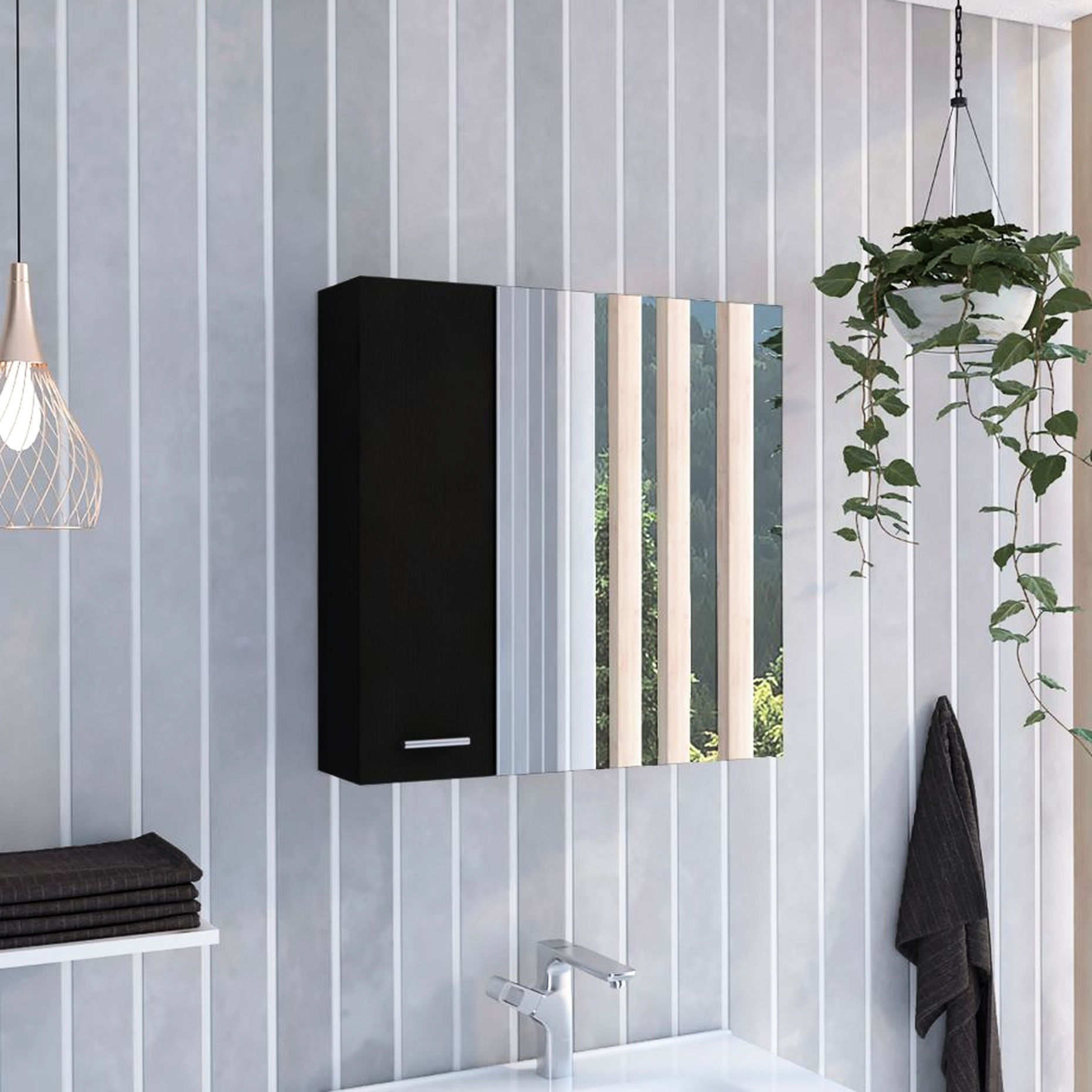 Double - Door Black Medicine Cabinet | Wall - Mounted for Bathroom ...