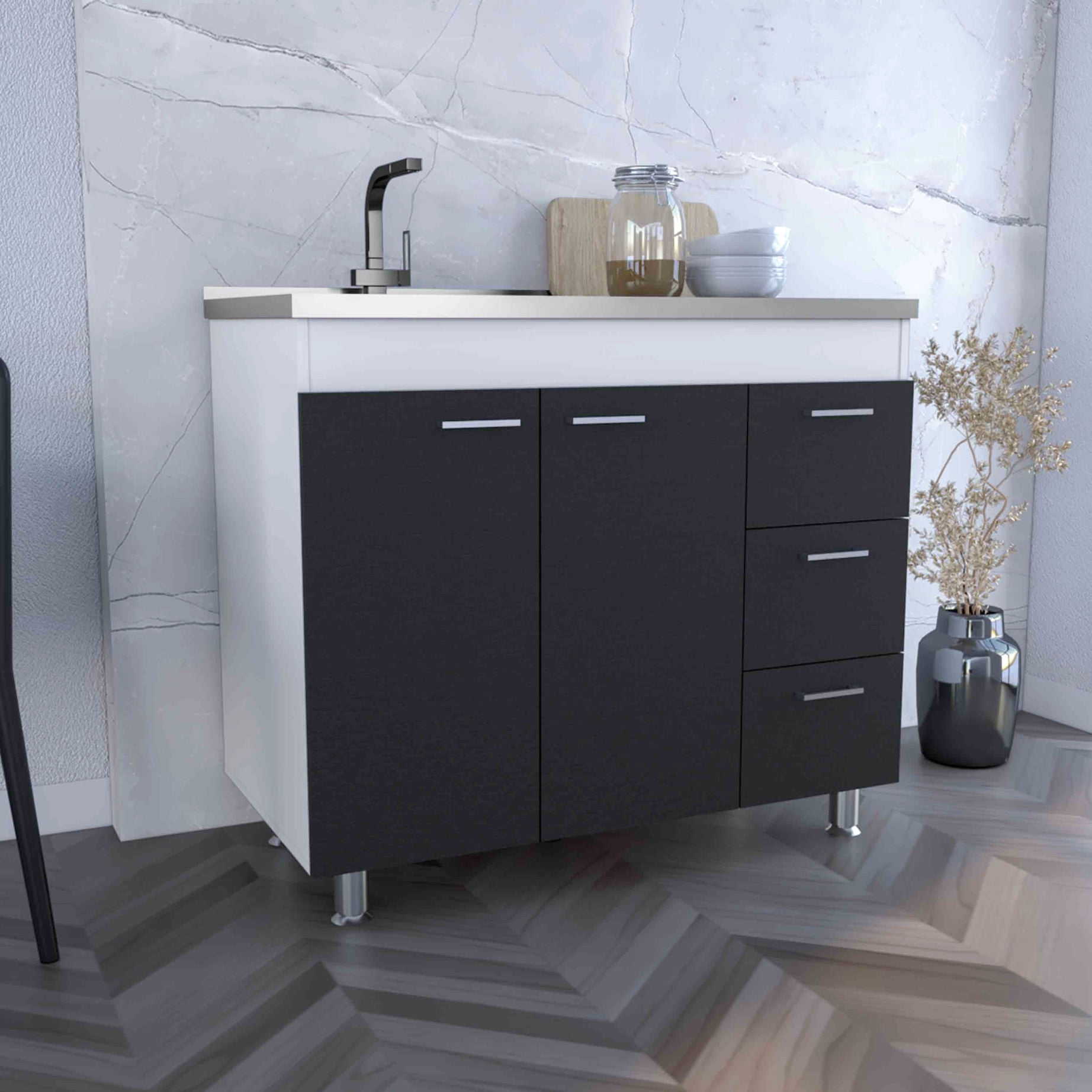 Double Door Cabinet Featuring Three Drawers | Good for Bedroom ...