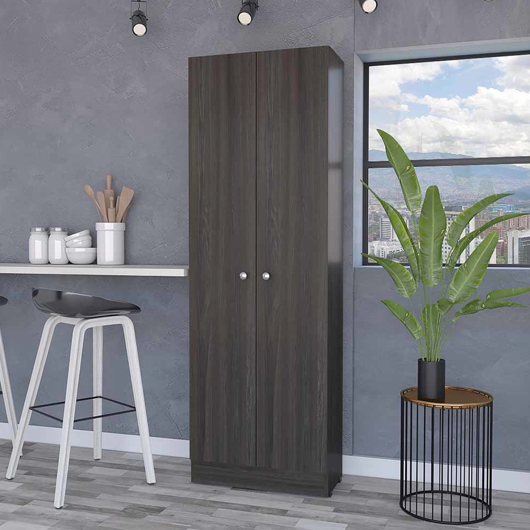 Double Door Cabinet for Kitchen / Modern Style with Five Shelves ...