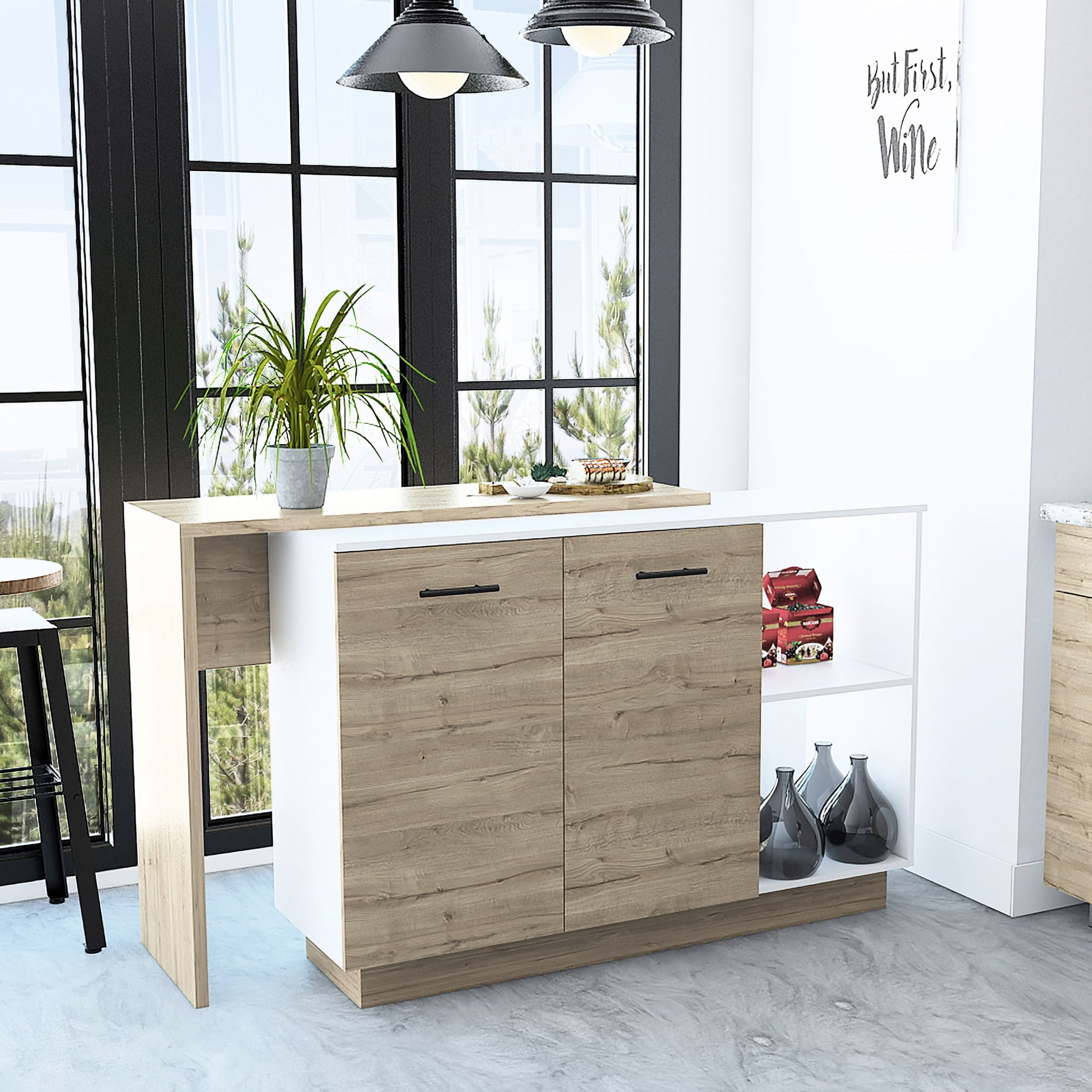 Double Door Cabinets for Kitchen Goods - Rectangular Kitchen Island in ...