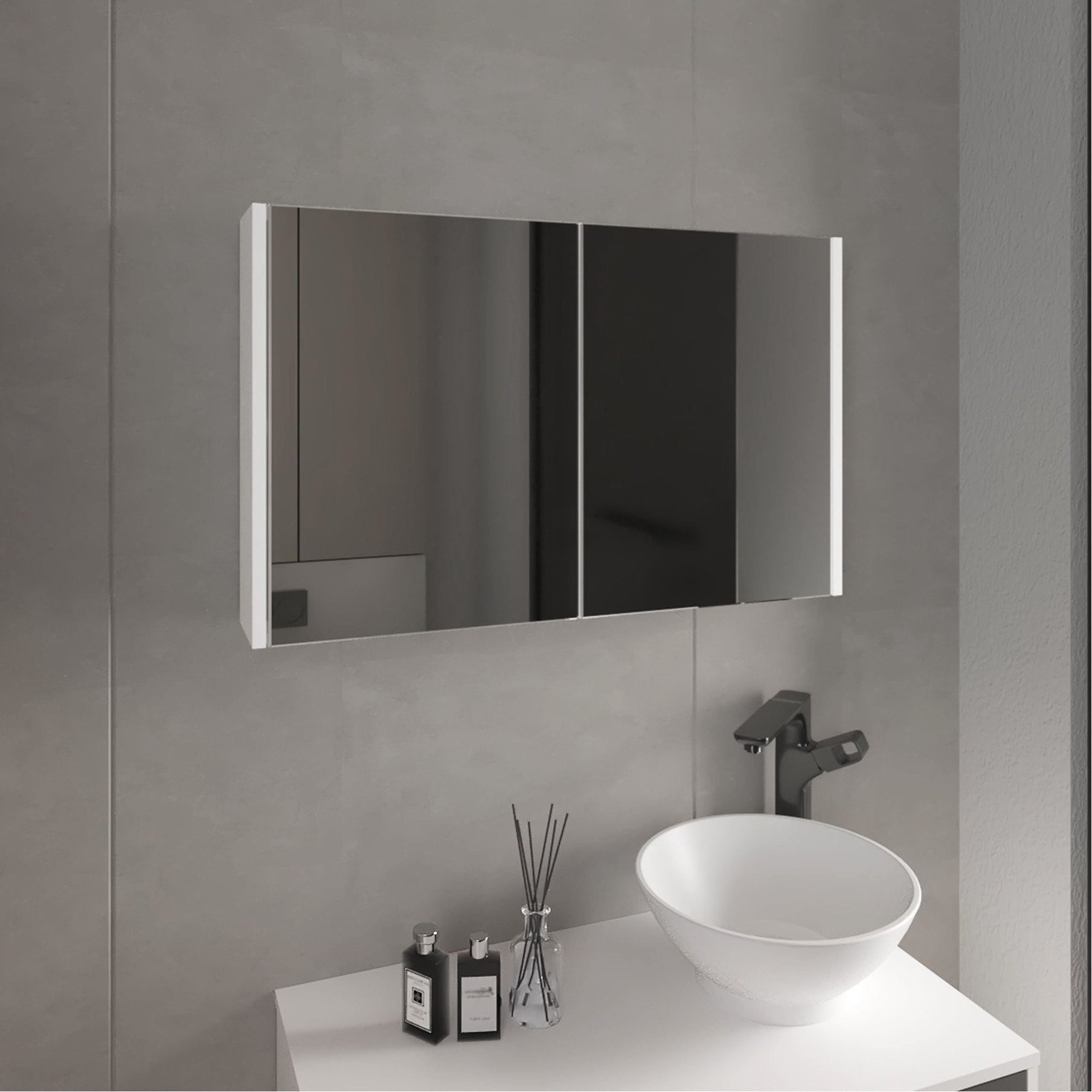 Double Door Design with Mirrored Doors | Three Interior Shelves for ...