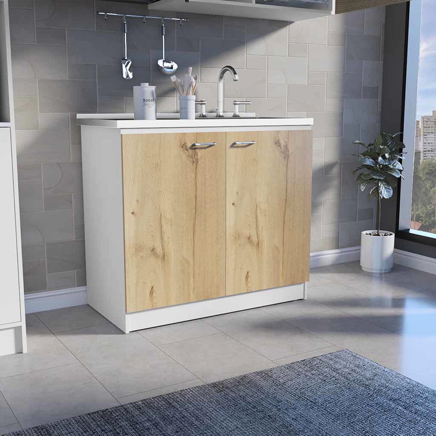 Double Door Freestanding Kitchen Sink Cabinet | Ideal for Decorating ...
